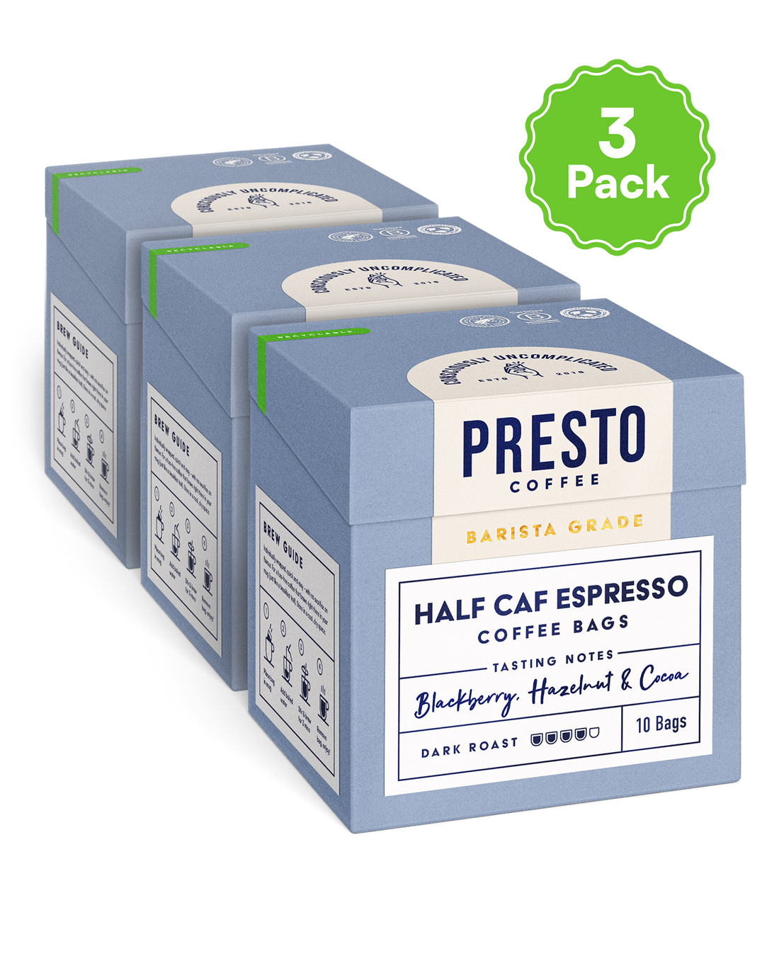 Half Caf Espresso Coffee Bags Multipack (10 bags x3) – Presto Coffee ...